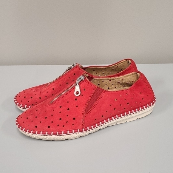 Earth | Shoes | Earth Red Laser Cut Zip Up Sneakers Comfort Shoes ...